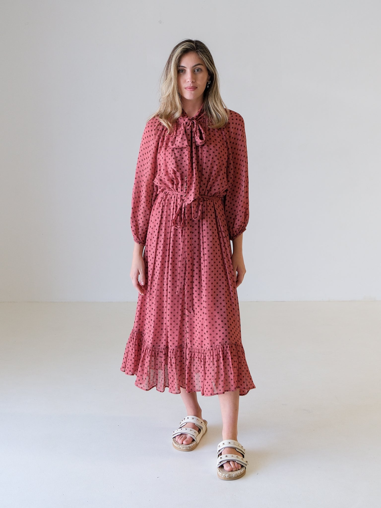 Authentic Pre-Loved Zimmermann Espionage Neck Tie Midi Dress - 3/AU 14